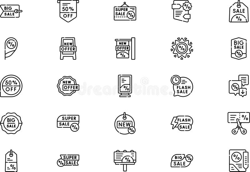 Discounts and Offers Icons Collection is a Vector Illustration with ...