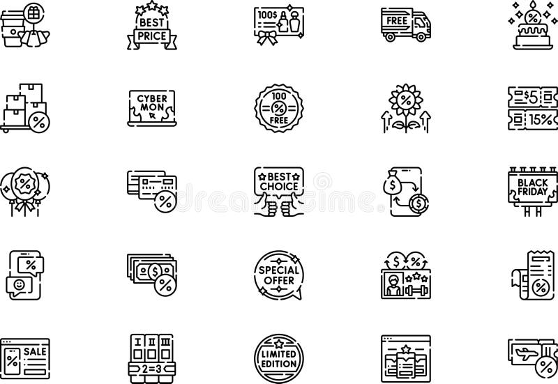 Discounts and Offers Icons Collection is a Vector Illustration with ...