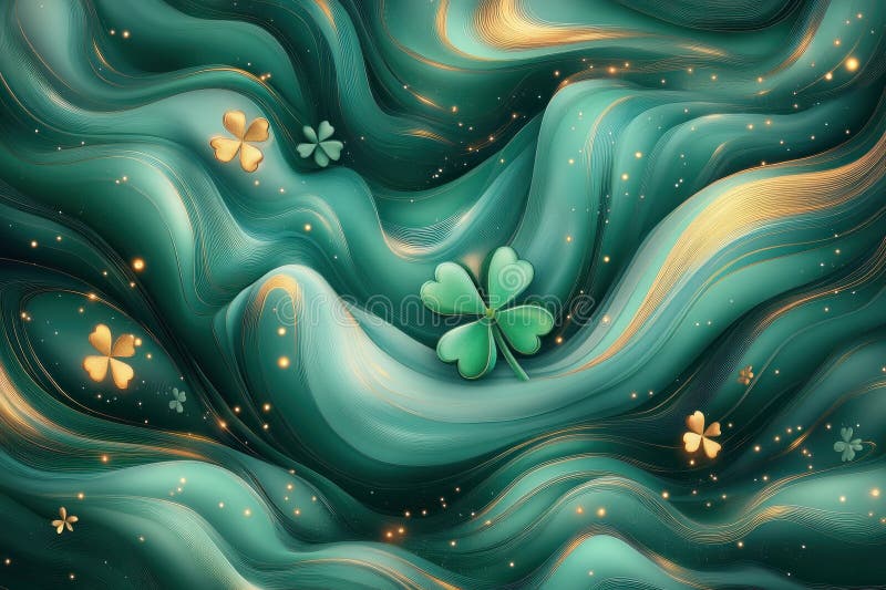Discover an Abstract Green Shamrock with Streaks of Gold, a Modern ...