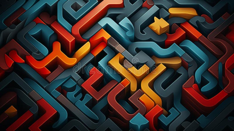 Discover an Abstract Labyrinth Design with Flat Texture and Twisting ...