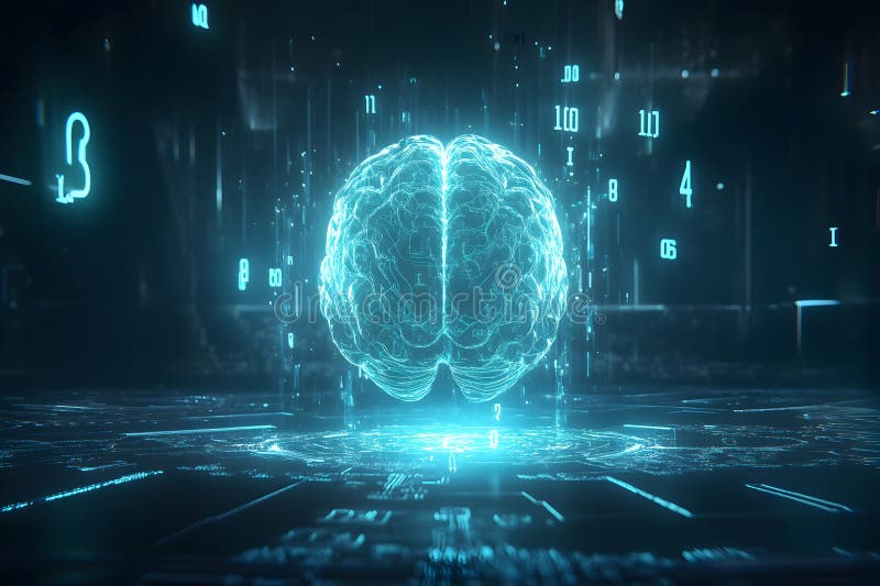 Abstract Digital Brain the Future of Artificial Intelligence Stock Illustration - Illustration ...