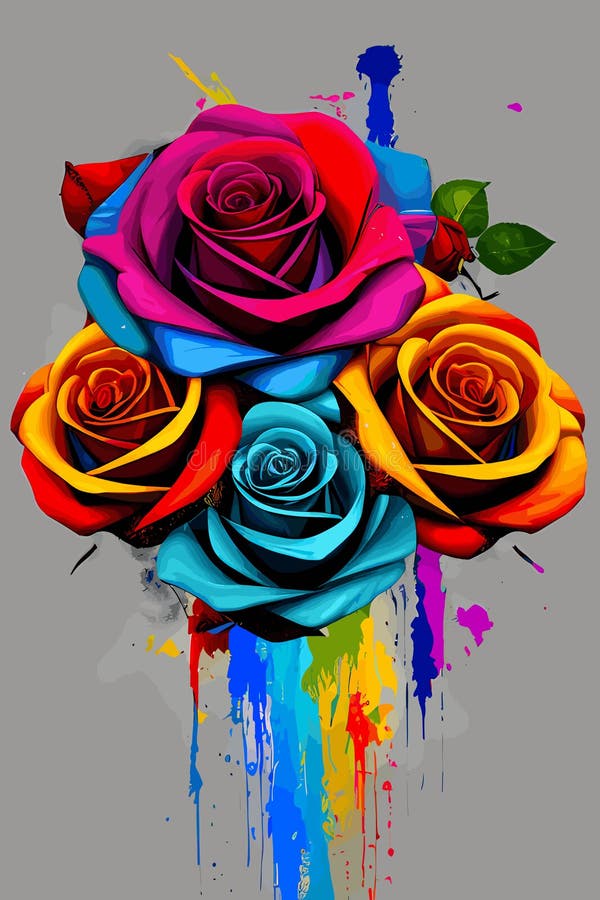 Artful Roses in Airbrush stock illustration. Illustration of medium ...