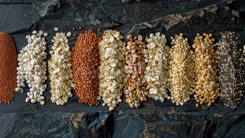 Discover a Beautiful Array of Seeds Lined Up on a Textured Stone ...
