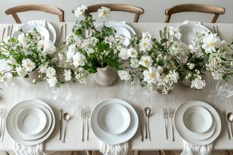 Elegant Floral Table Setting for a Formal Dinner Indoor Tabletop Decor ...