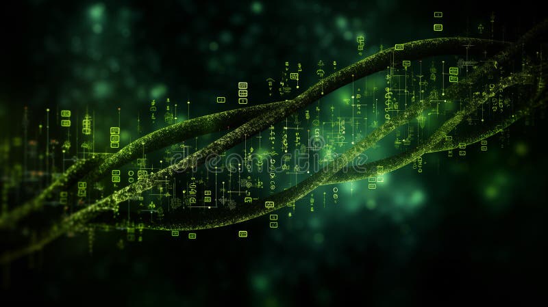 Discover Beauty of Genetics and Technology As Green Digital Code Adorns ...