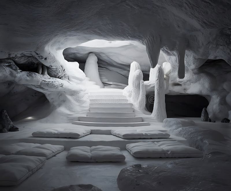 Ethereal Cave Interior with Minimalist Sculptural Design Stock ...
