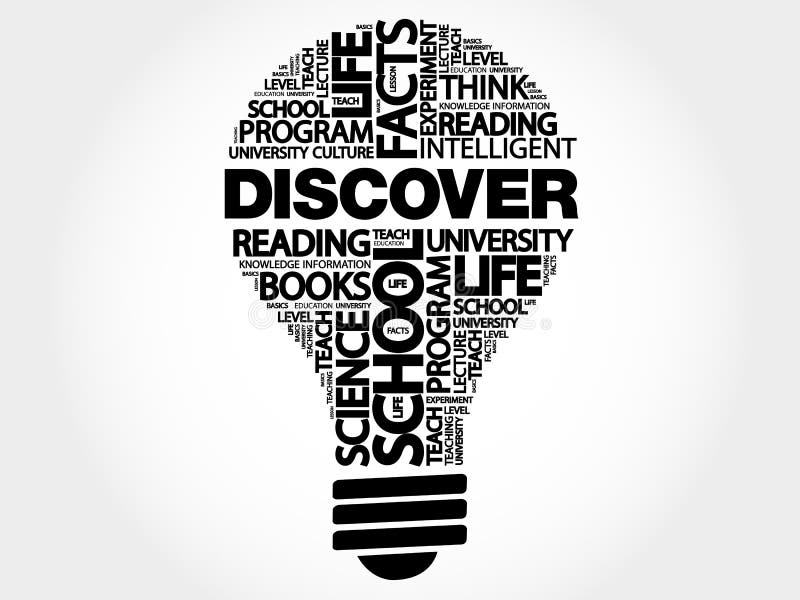 DISCOVER Think Bubble Word Cloud Stock Photo - Image of education ...