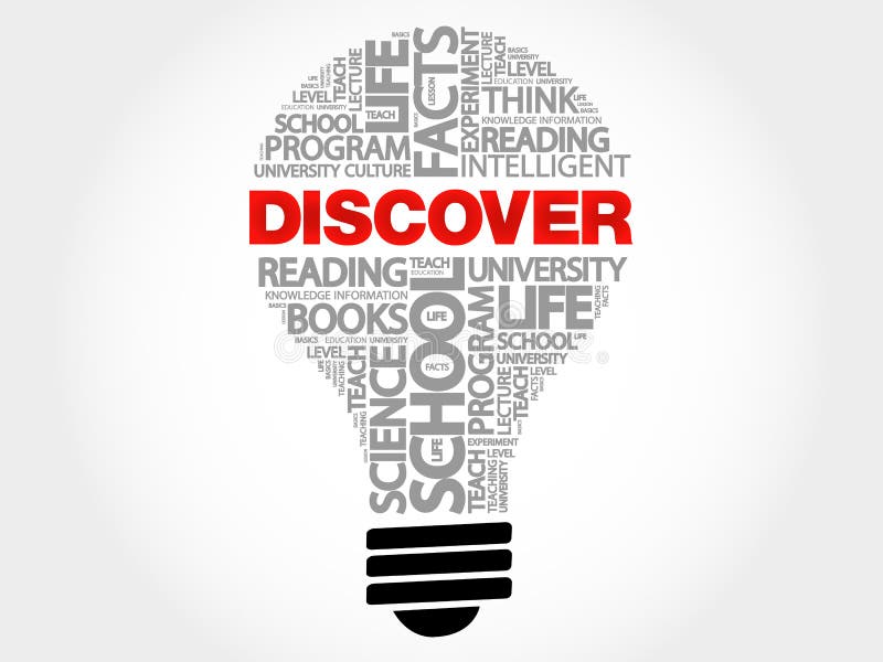 DISCOVER bulb word cloud stock illustration. Illustration of discover ...