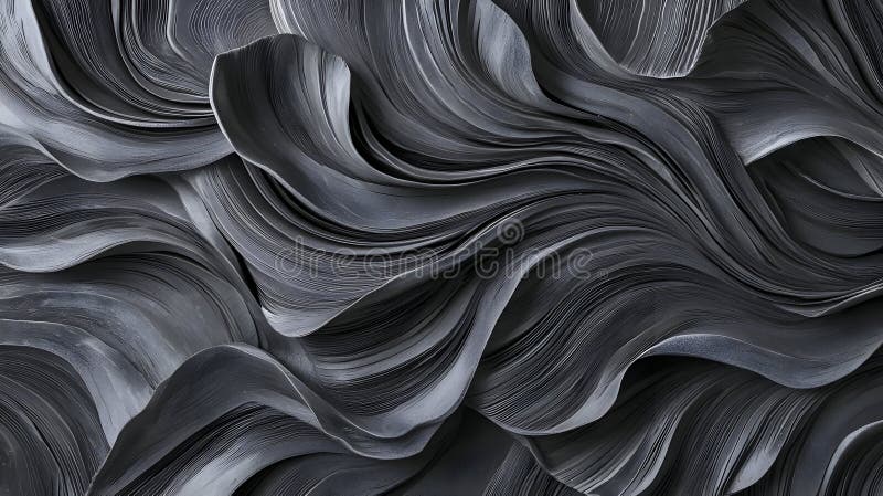 Wavy Textures of Dark Gray Layers in Flowing Patterns Stock ...