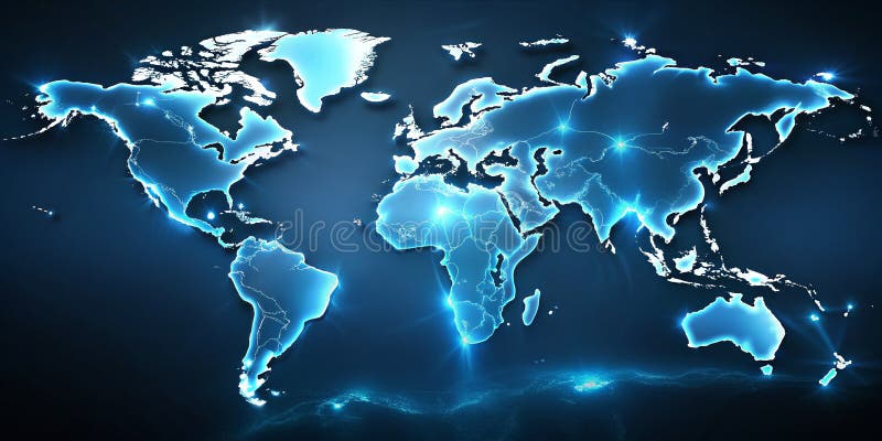 Illuminated Pacific Ocean Map Exploring Countries Islands and Coastal ...