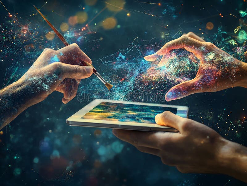 Creative Fusion Where Traditional Techniques Meet Digital Art Stock ...