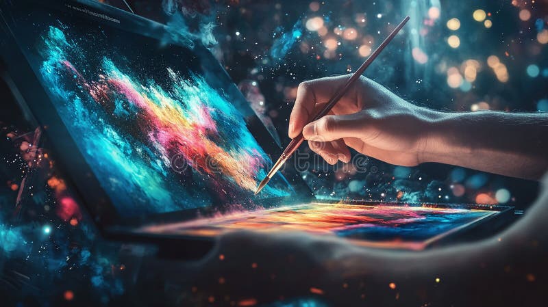 Creative Fusion Where Traditional Techniques Meet Digital Art Stock ...