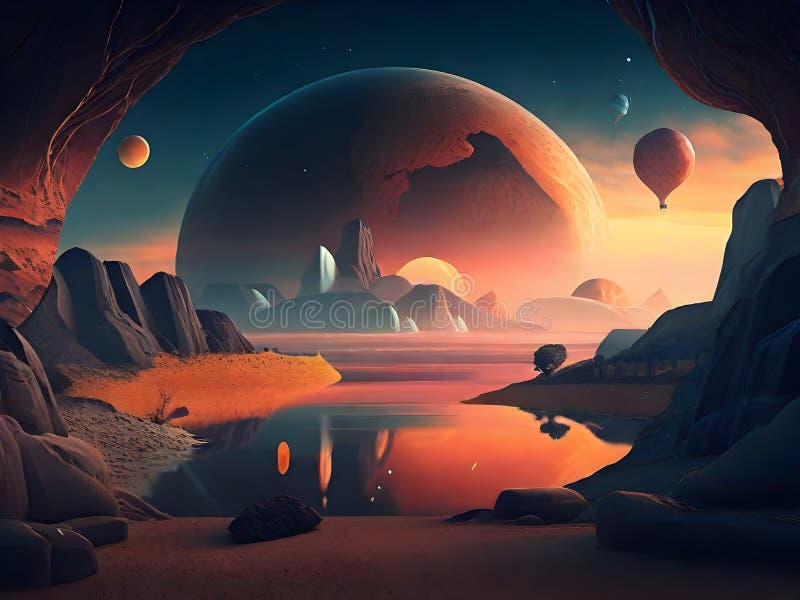 Sci Fi Fantasy Landscape of Space or Alien Planet Image from Earth ...