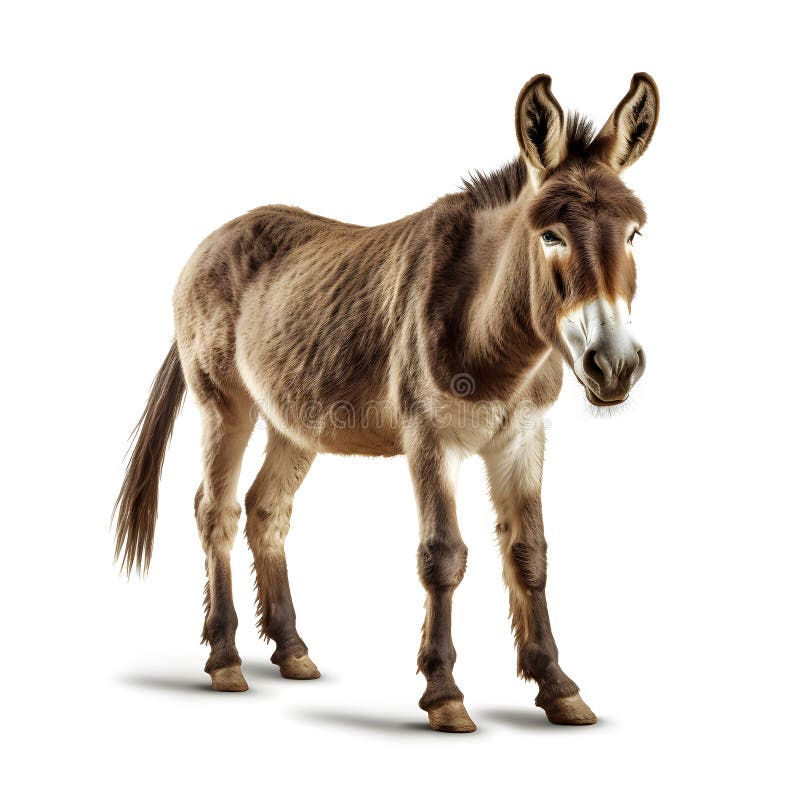 Side View Donkey Studio Shot Isolated on White Background Stock ...