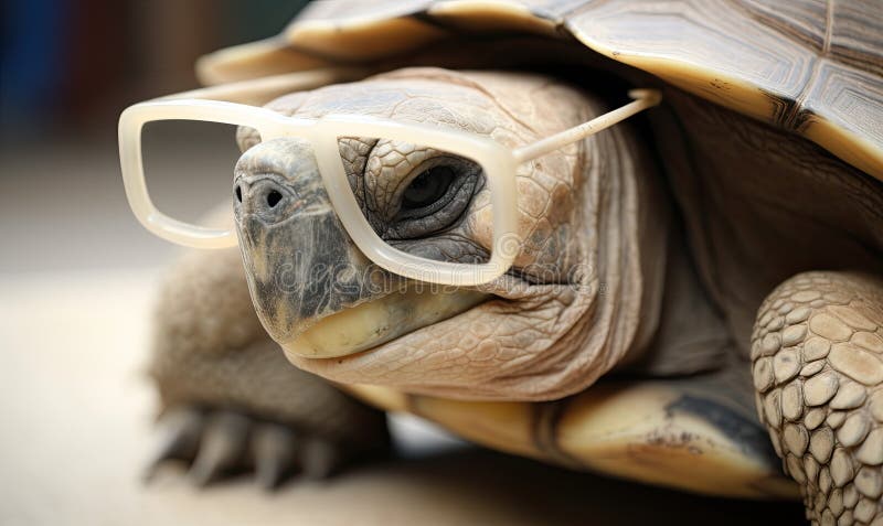 Discover the Charming Sight of Very Old Turtle with Glasses. Creating ...