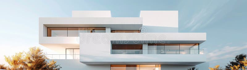 Discover a Chic White Building with Modern Elegance in the City. Stock ...