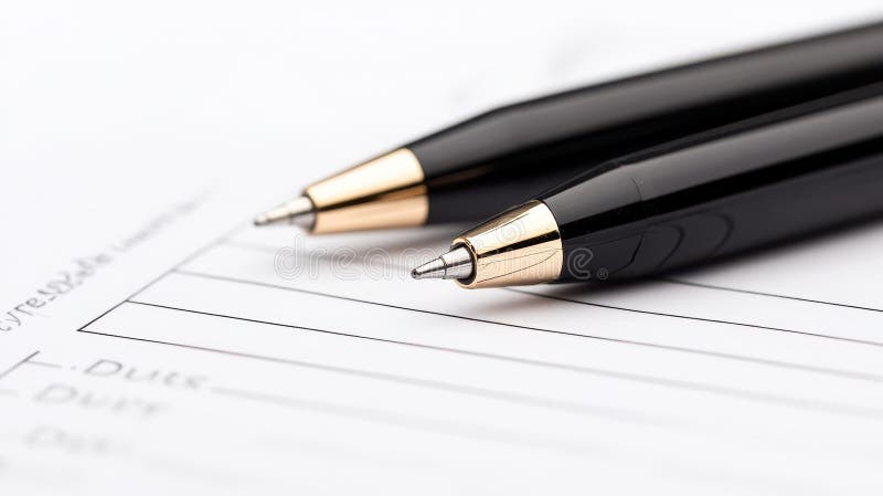 Discover a Closeup View of Two Pens Resting on a Filledout Checkbox ...