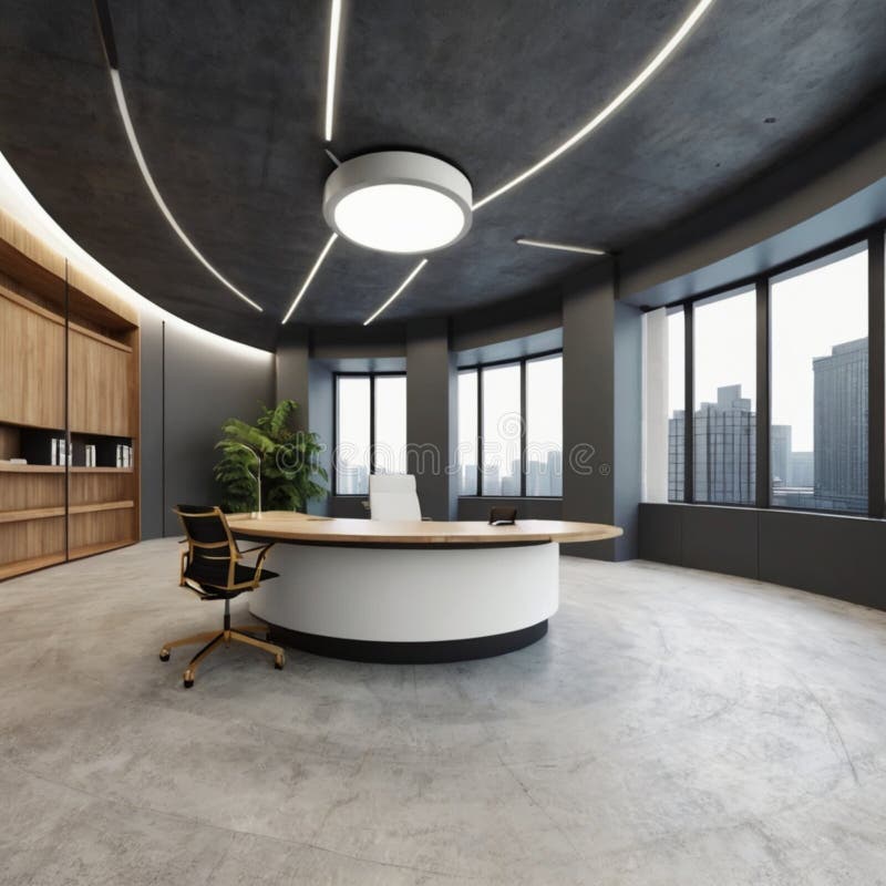 Futuristic 360° Virtual Reality Office Interior Render Stock ...