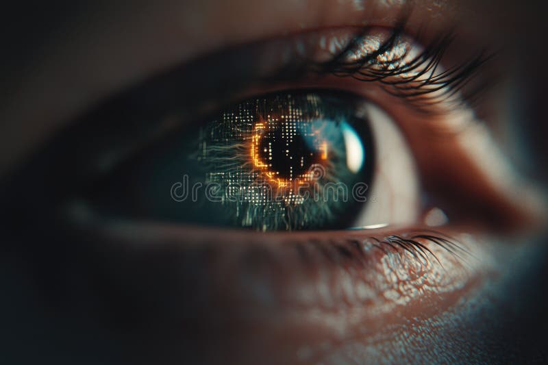 Cybernetic Eye with Virtual Interface Scanning Data Stock Photo - Image ...