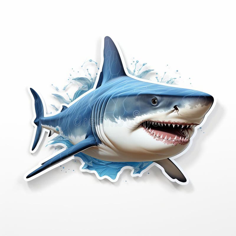 3d Sticker of Shark - Full Body on White Isolated Background Stock ...