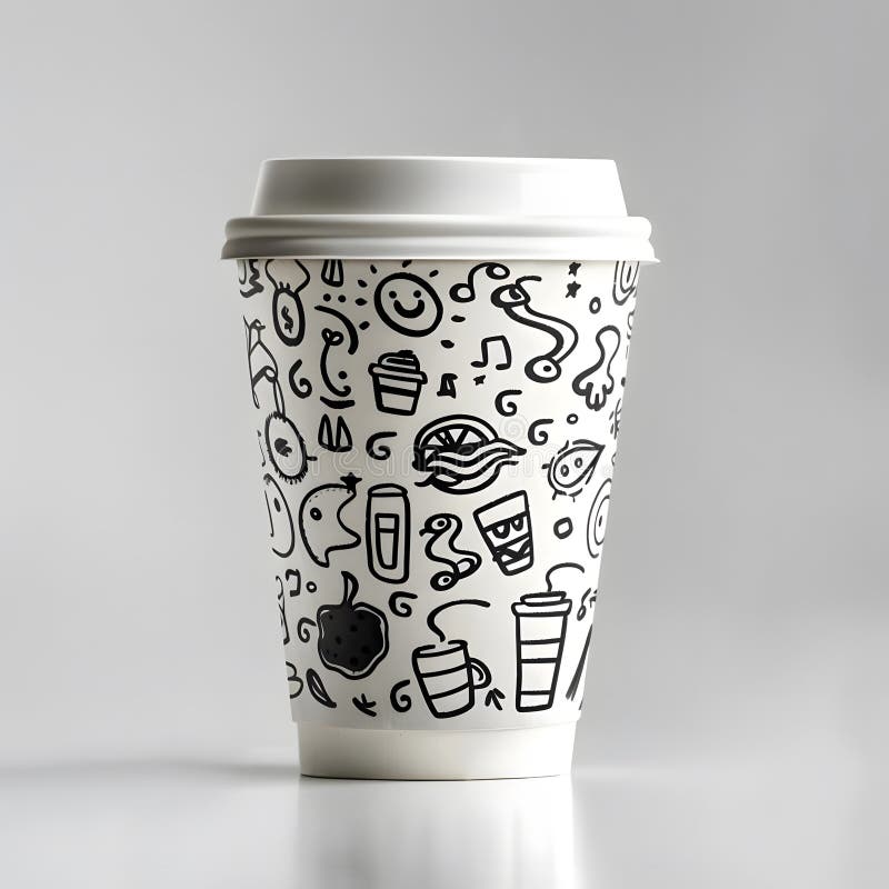 Discover Delightful Doodle Designs on a Disposable Coffee Cup, a Visual ...