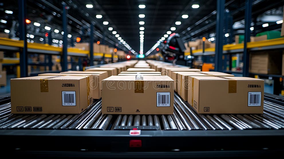 Automated Packing Systems with Robotic Arms in Action Stock ...