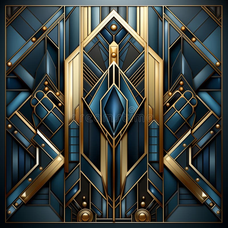 Elegant Art Deco Geometric Pattern Gold and Deep Blue Seamless Design ...