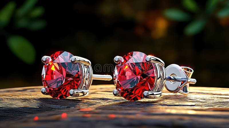 Elegant Ruby Stud Earrings with Large Round Cut Gemstones Sparkle Stock ...