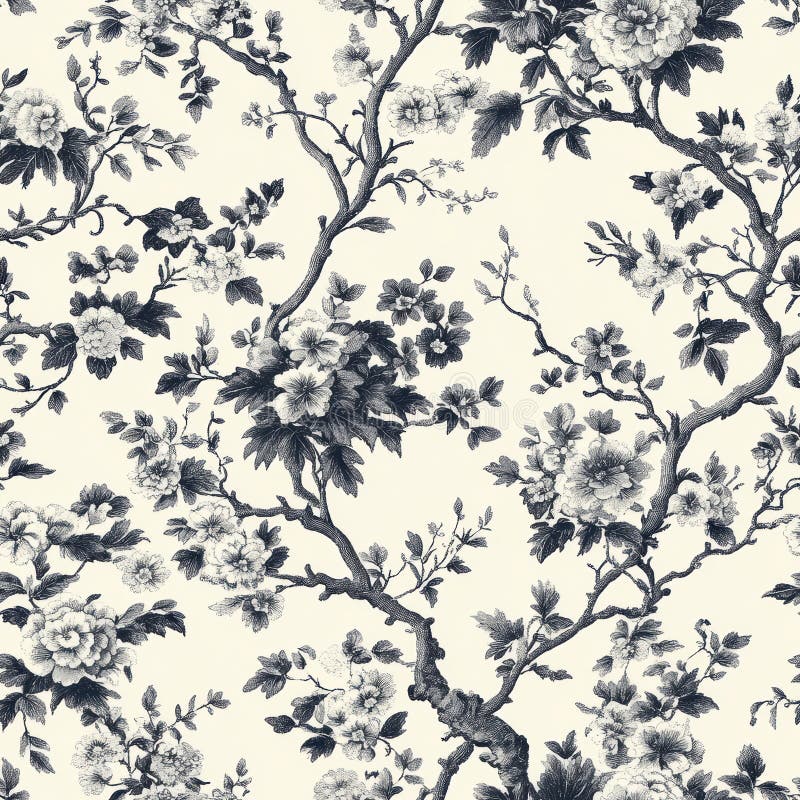 Elegant Chic Minimalist Floral Seamless Pattern Design Stock ...