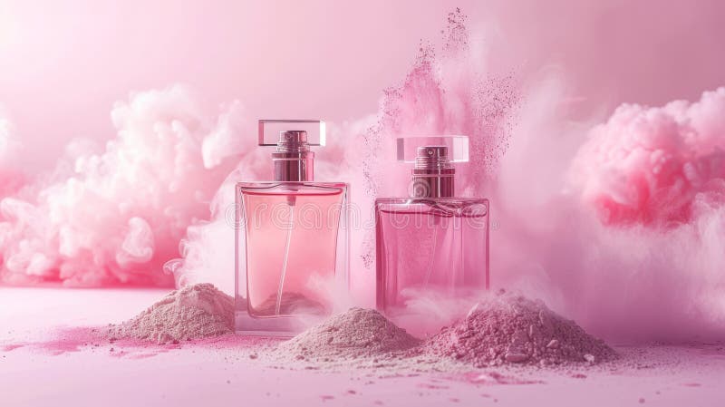 Discover Elegant Perfume Bottles on a Pink Glitter Background, a ...