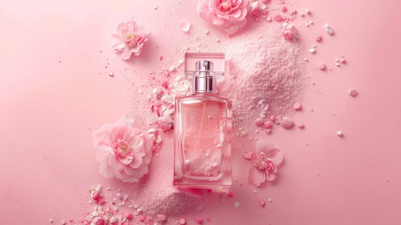 Discover Elegant Perfume Bottles on a Pink Glitter Background, a ...