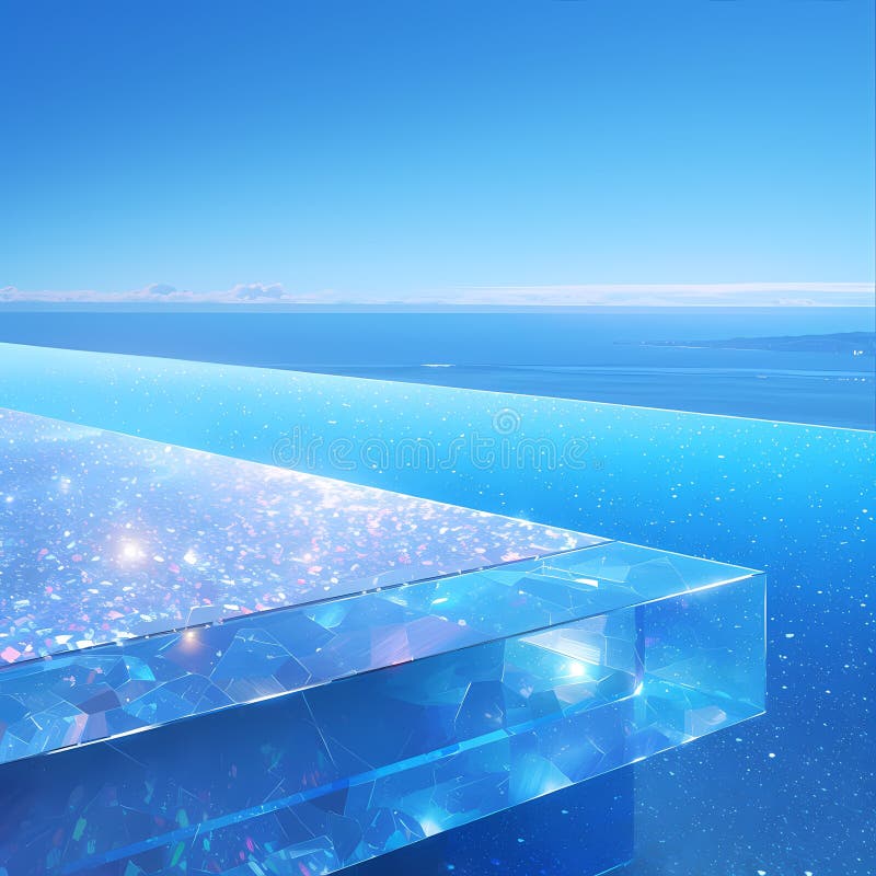 Glimmering Oasis: Iridescent Infinity Pool at Dusk Stock Illustration ...