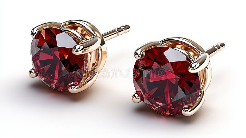 Elegant Ruby Stud Earrings with Large Round Cut Design for Jewelry Lovers Stock Illustration ...