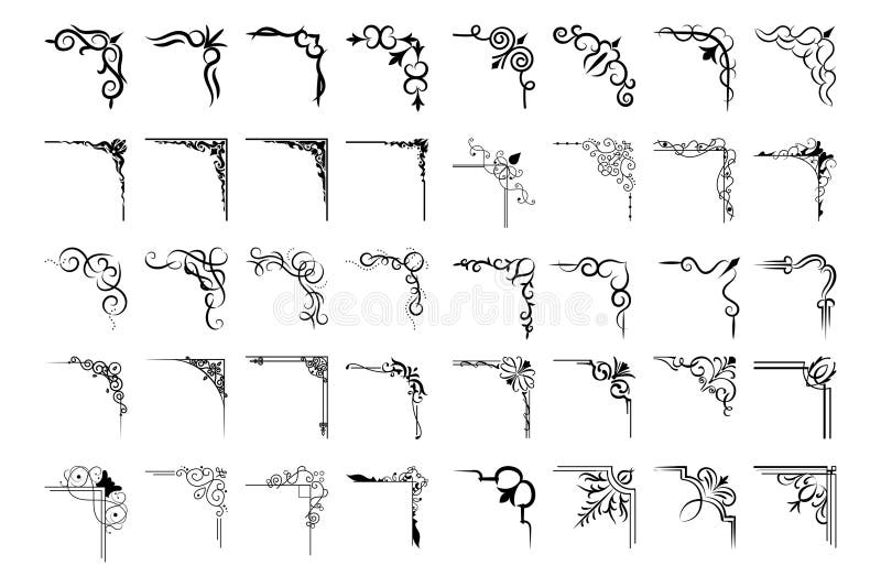 Cute Vector Floral Border Corners Stock Vector - Illustration of shapes ...