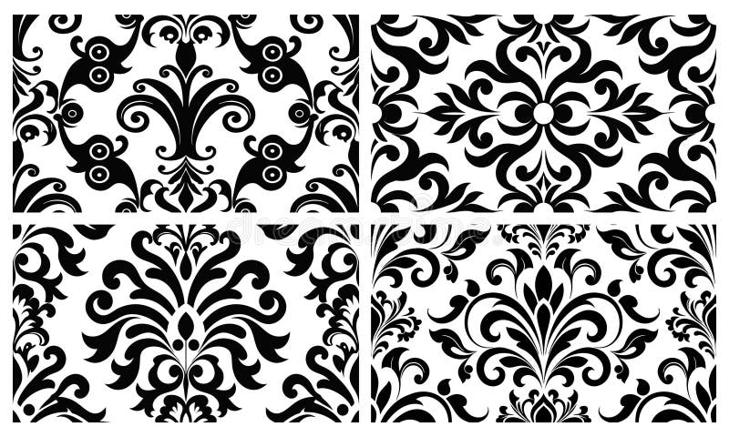 Elegant Black and White Ornamental Pattern Vector Set Stock Vector ...