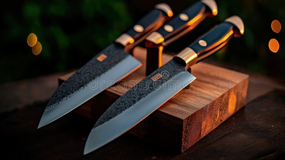 Precision Culinary Knives Showcase Gourmet Kitchen Product Photography ...