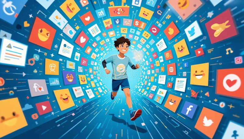 A Vibrant Illustration Showcasing a Child Navigating through a Tunnel ...