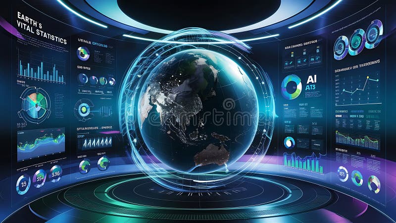 Technology, Innovation, and Infographic Concept, Eart Hud, Futuristic ...