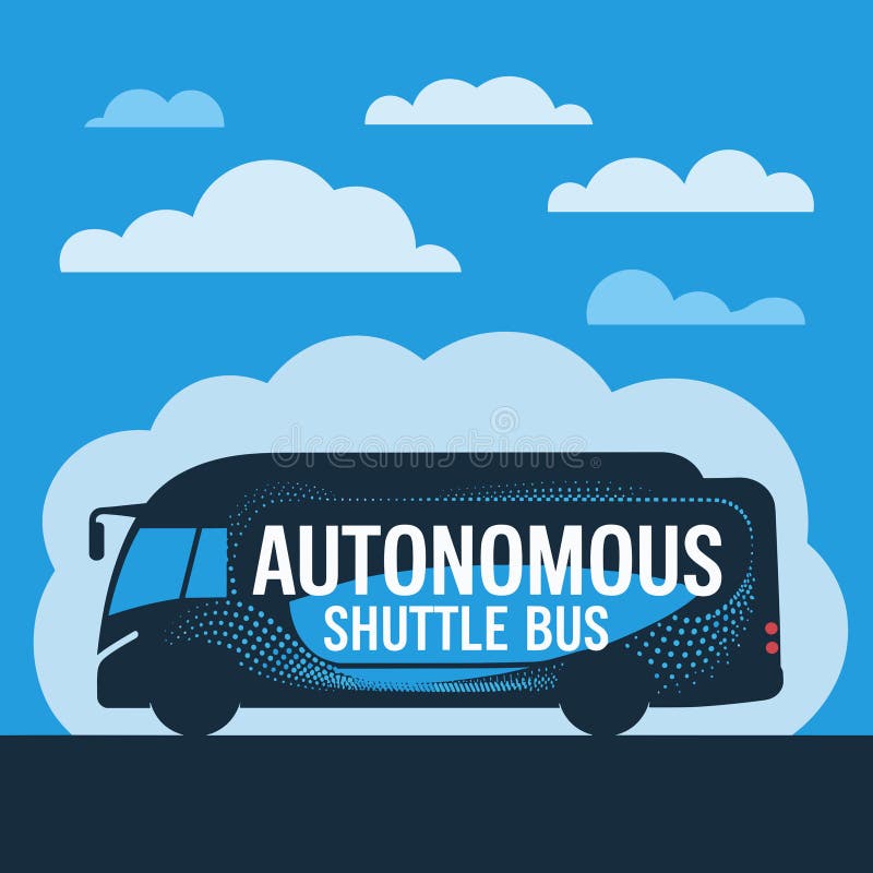 Futuristic Autonomous Shuttle Bus in a Clear Blue Sky Stock Vector ...