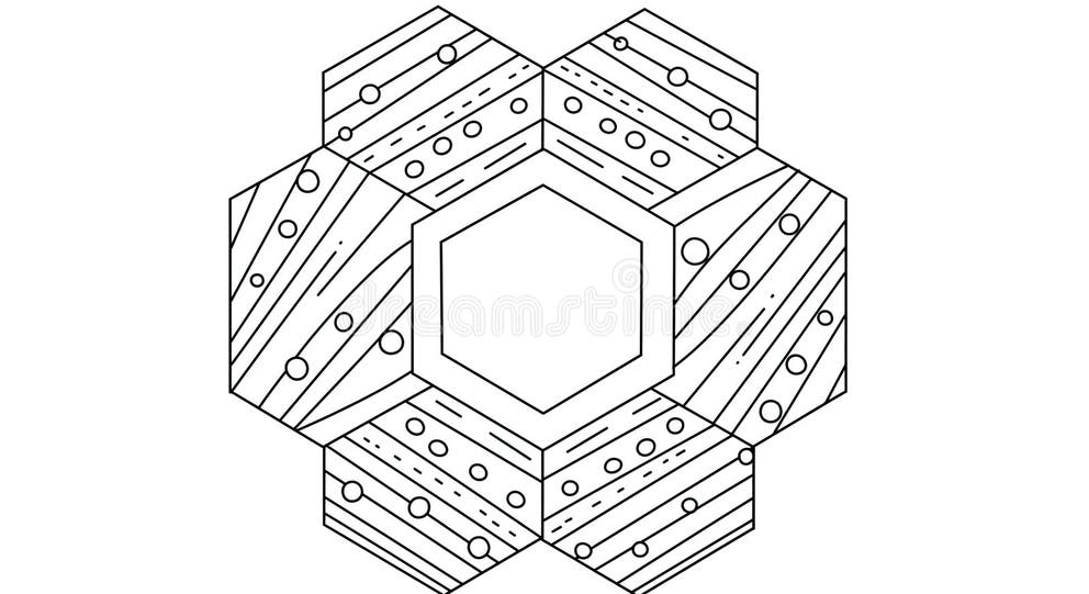 Hexagonal Mandala Coloring Page Layered Geometric Design Central ...