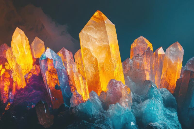 Discover Glowing Crystals, a Vibrant Cluster of Orange and Blue ...