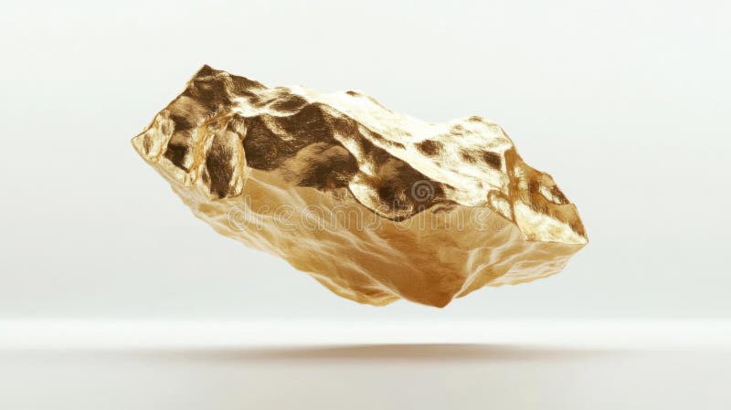 Discover a Golden Rock, a Textured, Abstract 3D Render Stock ...