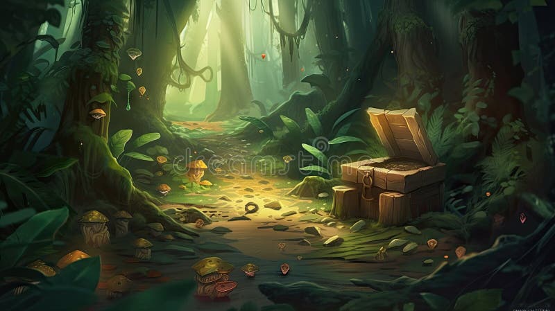 Discover the Hidden Forest Treasures in this Digital CG Artwork. Stock ...