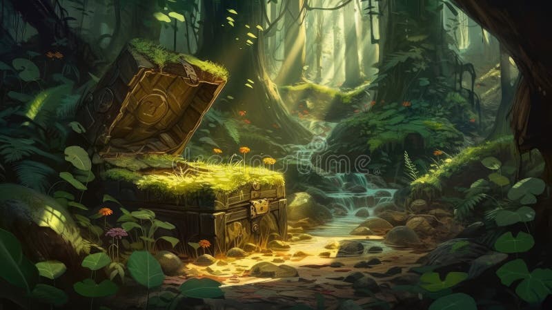 Discover the Hidden Forest Treasures in this Digital CG Artwork. Stock ...