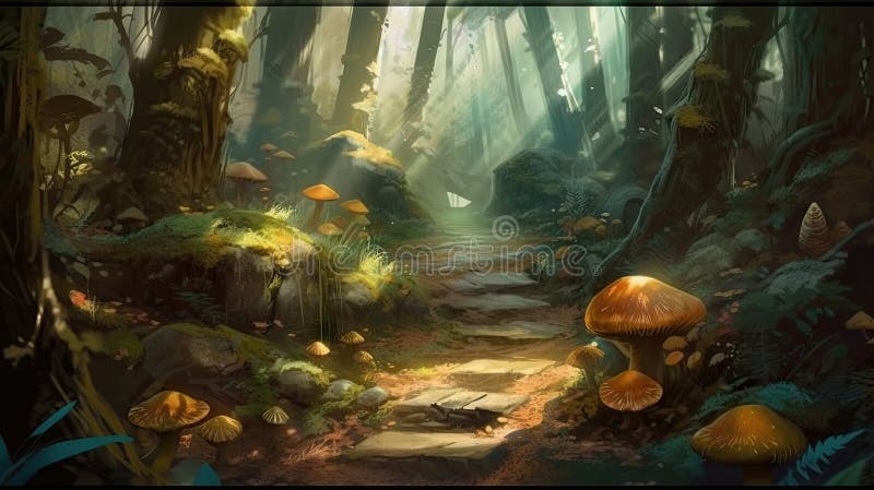 Discover the Hidden Forest Treasures in this Digital CG Artwork. Stock ...