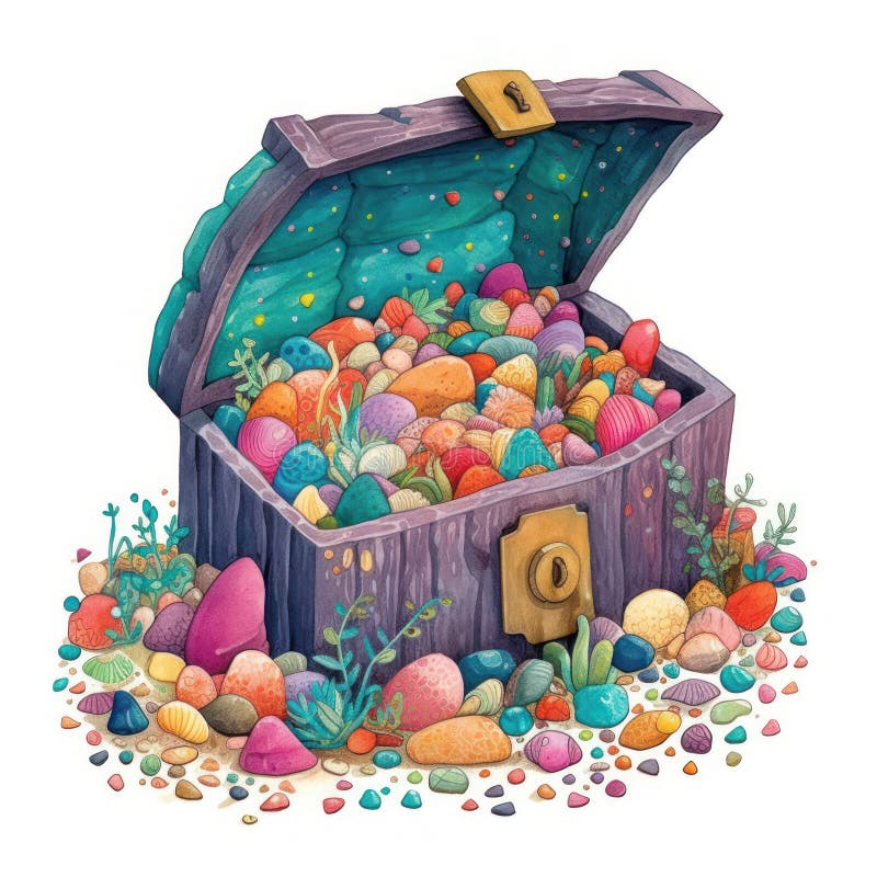 Discover the Hidden Treasure Chest Wrapped in Seaweed and Rocks . Stock ...