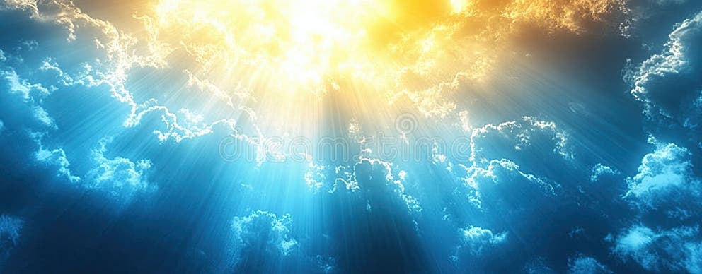 Heavenly Light Rays through Clouds Background, High-Resolution Dramatic ...