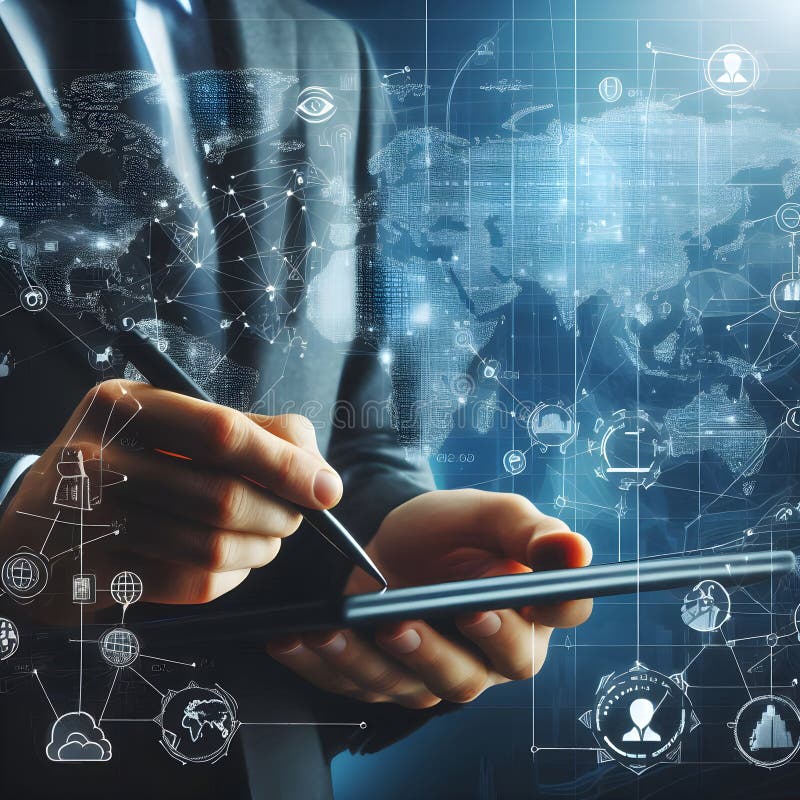 A Person Drawing Global Structure Networking and Business Data Stock ...