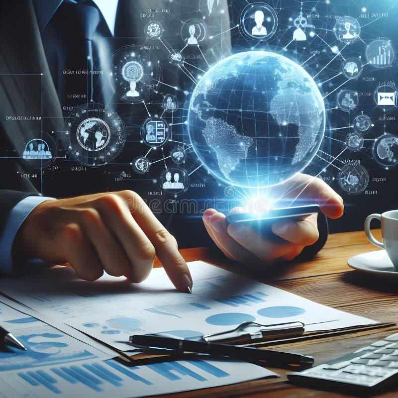 A Person Drawing Global Structure Networking and Business Data Stock ...