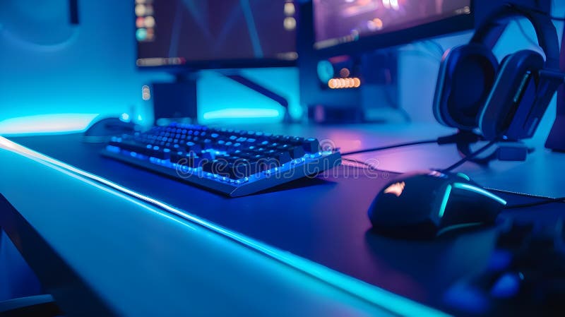 Minimalist Gaming Setup with Hyper-Realistic Lighting Stock ...